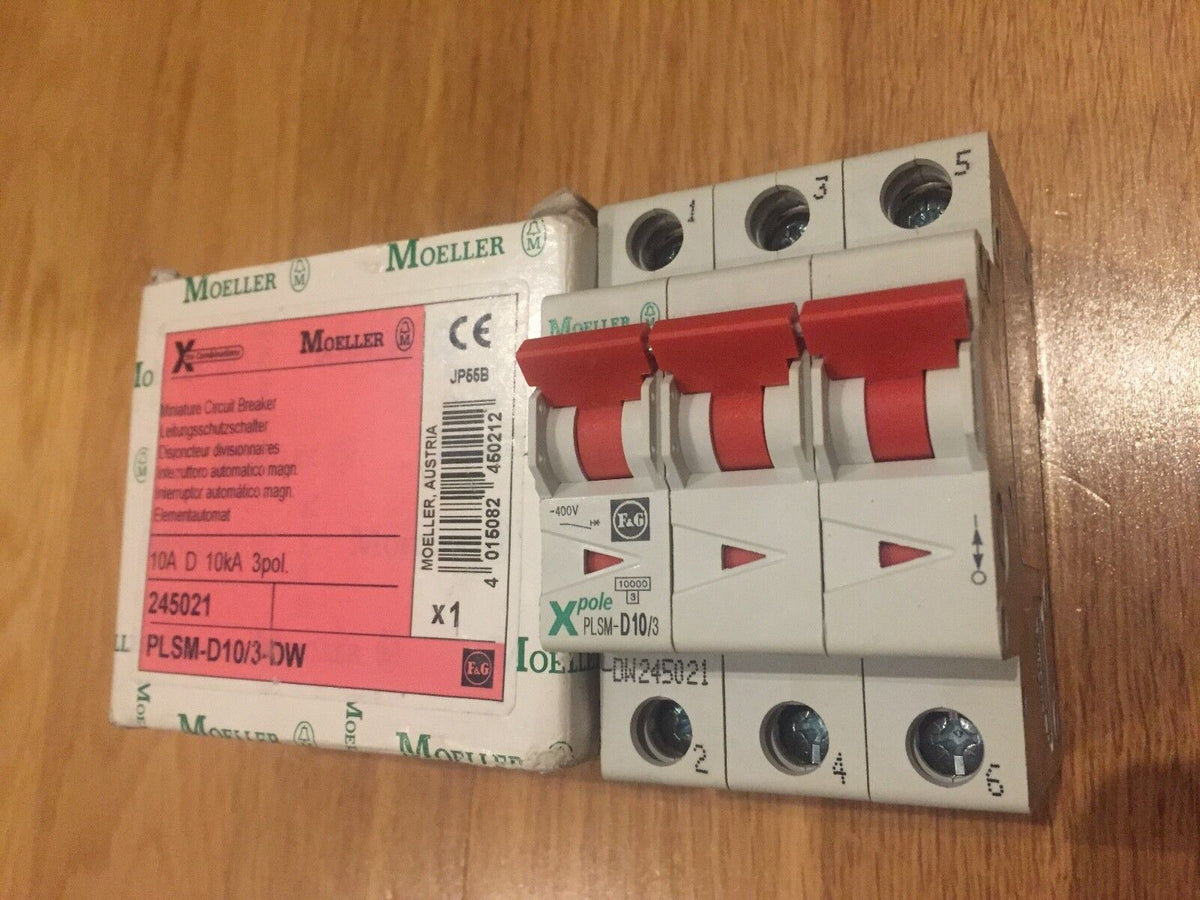 MOELLER XPOLE 10A TYPE D D10 PLSM-D10/3-DW 3 POLE MCB MINIATURE BREAKE – PRO BREAKERS