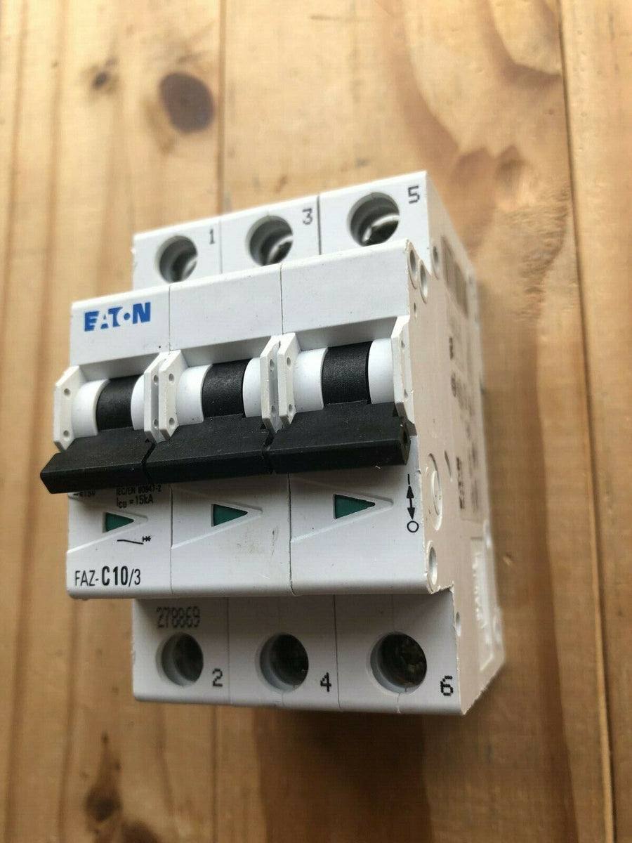 EATON Moeller 10A FAZ-C10/3 TYPE C 278869 MCB TP 10AMP 10kA 3 POLE – PRO BREAKERS