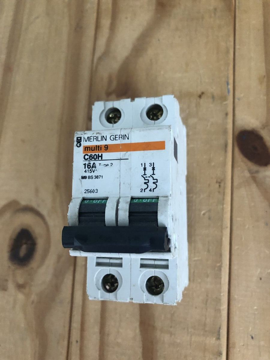 MERLIN GERIN 25603 16A 16AMP M9 TYPE 2 DOUBLE POLE DP 2P MCB FUSE SWIT – PRO BREAKERS