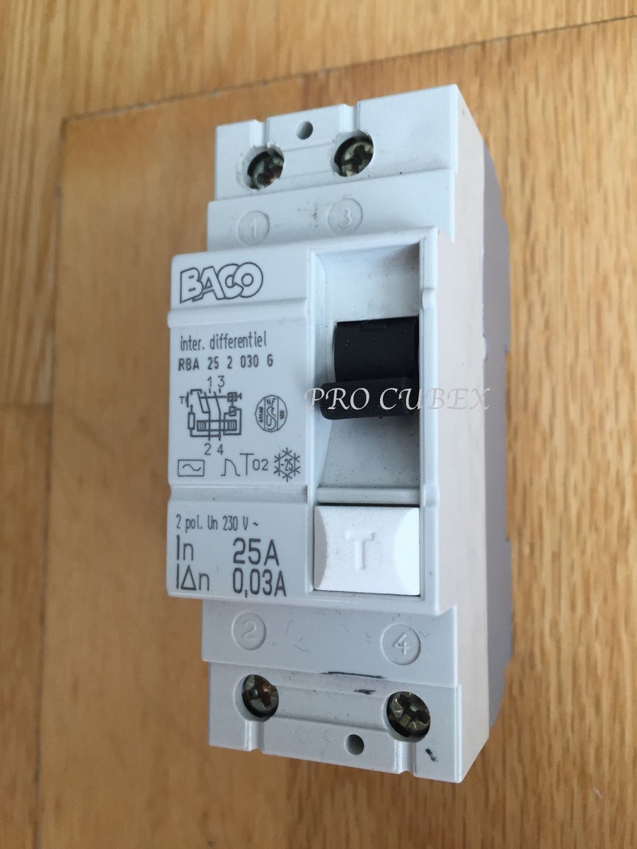 BACO 25A 30MA 2 POLE RBA 2 0303 6 RCD RCCB 230V – PRO BREAKERS