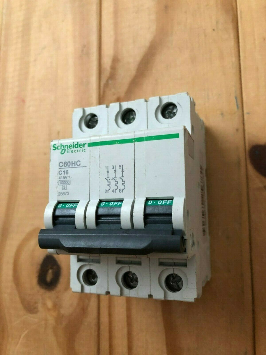 SCHNEIDER 16 AMP TYPE C 10kA TRIPLE POLE MCB CIRCUIT BREAKER C60HC 256 – PRO BREAKERS