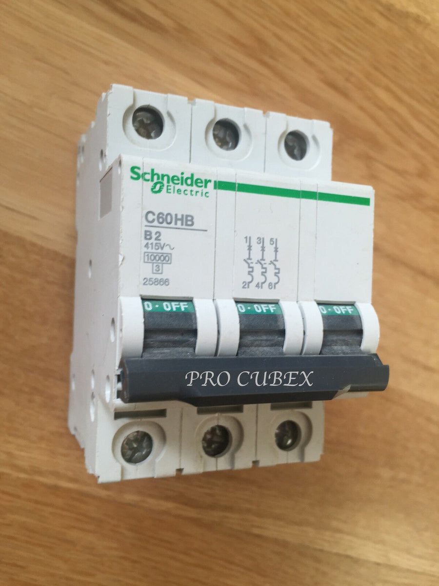 Schneider MCB 2 Amp Triple Pole 3 Phase Type B 2A C60HB302 Merlin Geri – PRO BREAKERS