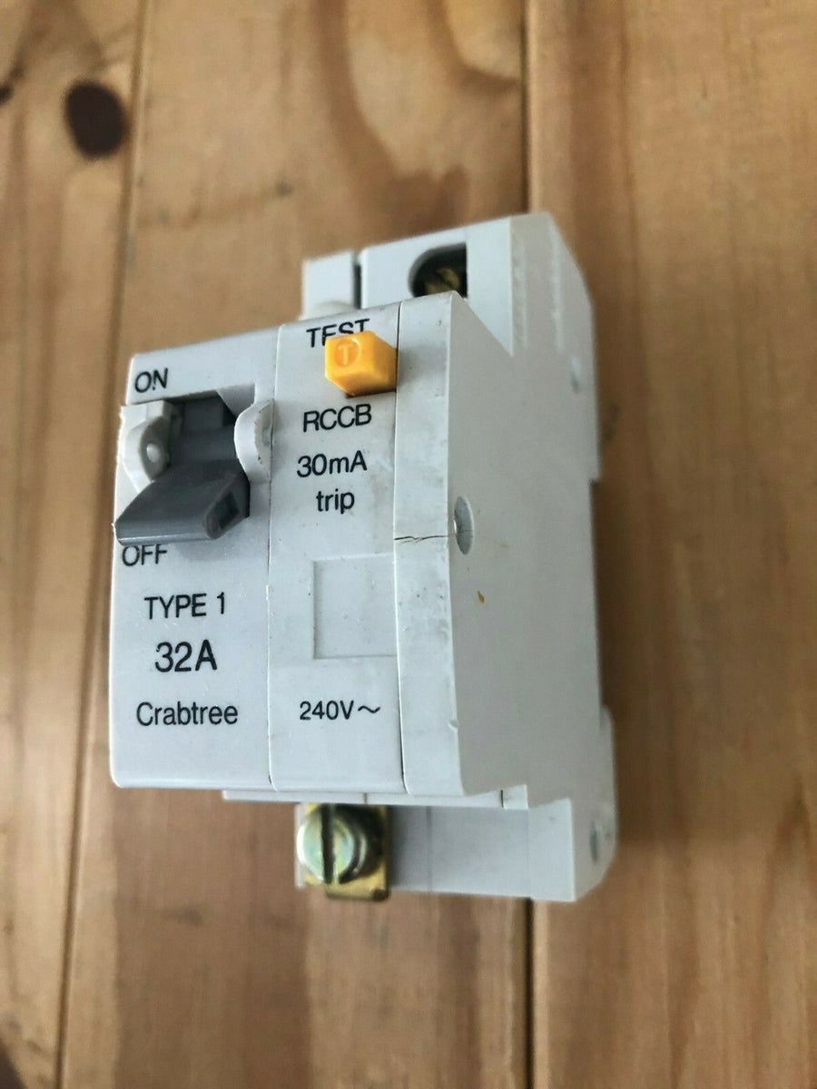 CRABTREE 32 AMP 30mA DOUBLE 2 POLE RCCB RCD TYPE 1 240V SB6000 – PRO ...
