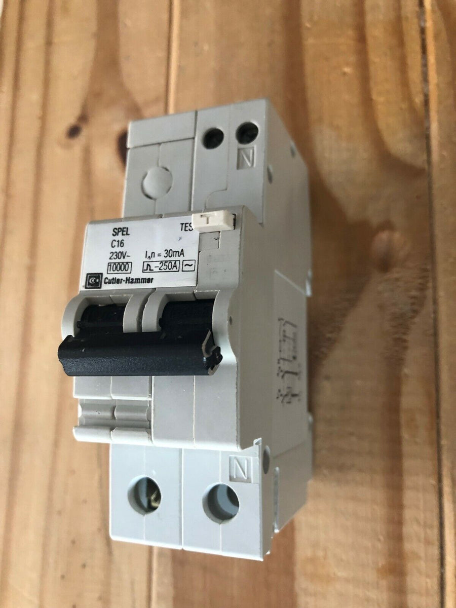 CUTLER-HAMMER SPEL 16A 16AMP C16 30MA DOUBLE POLE MCB RCD COMBINATION ...