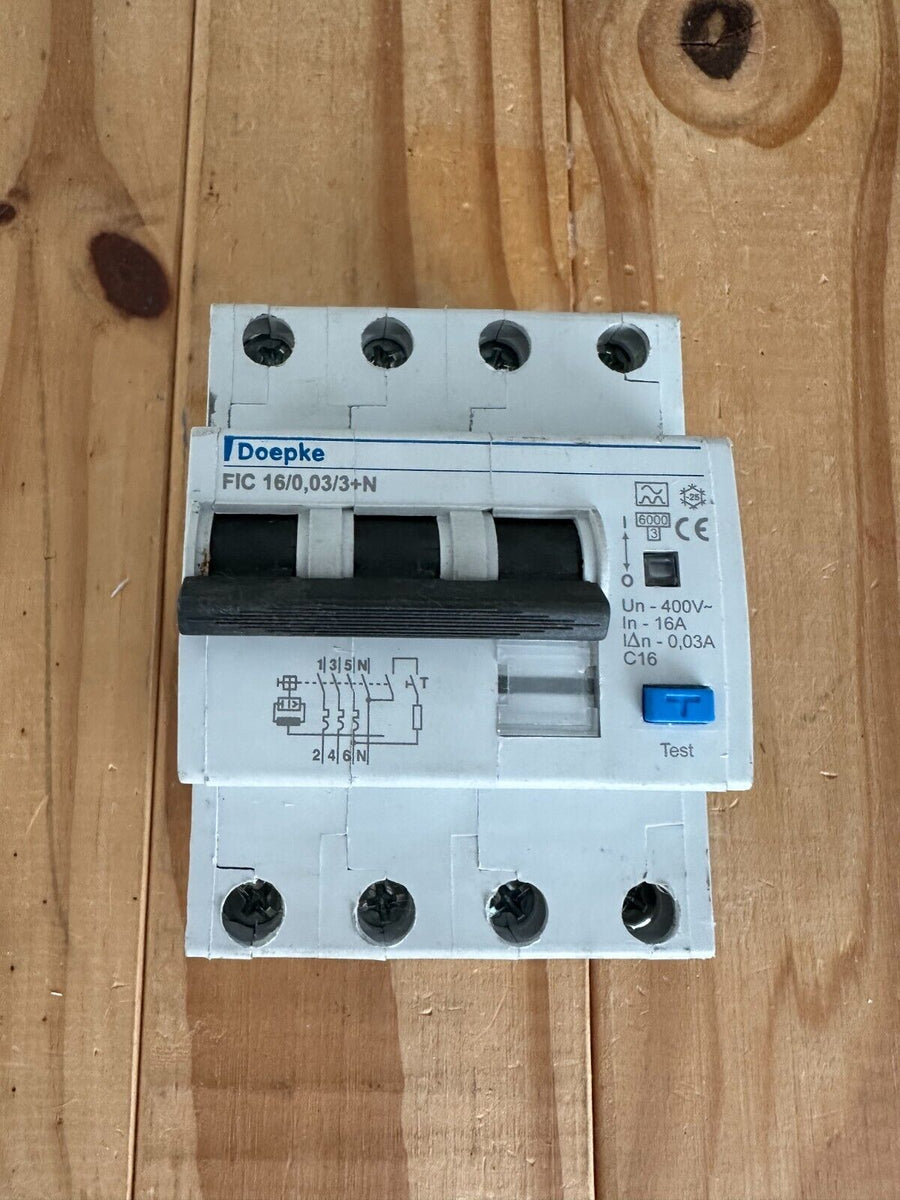 DOEPKE 16A 30MA FIC16/0.03/3+N 10KA 4 POLE RCD RCCB 400V FIC 16/0.03/3 ...