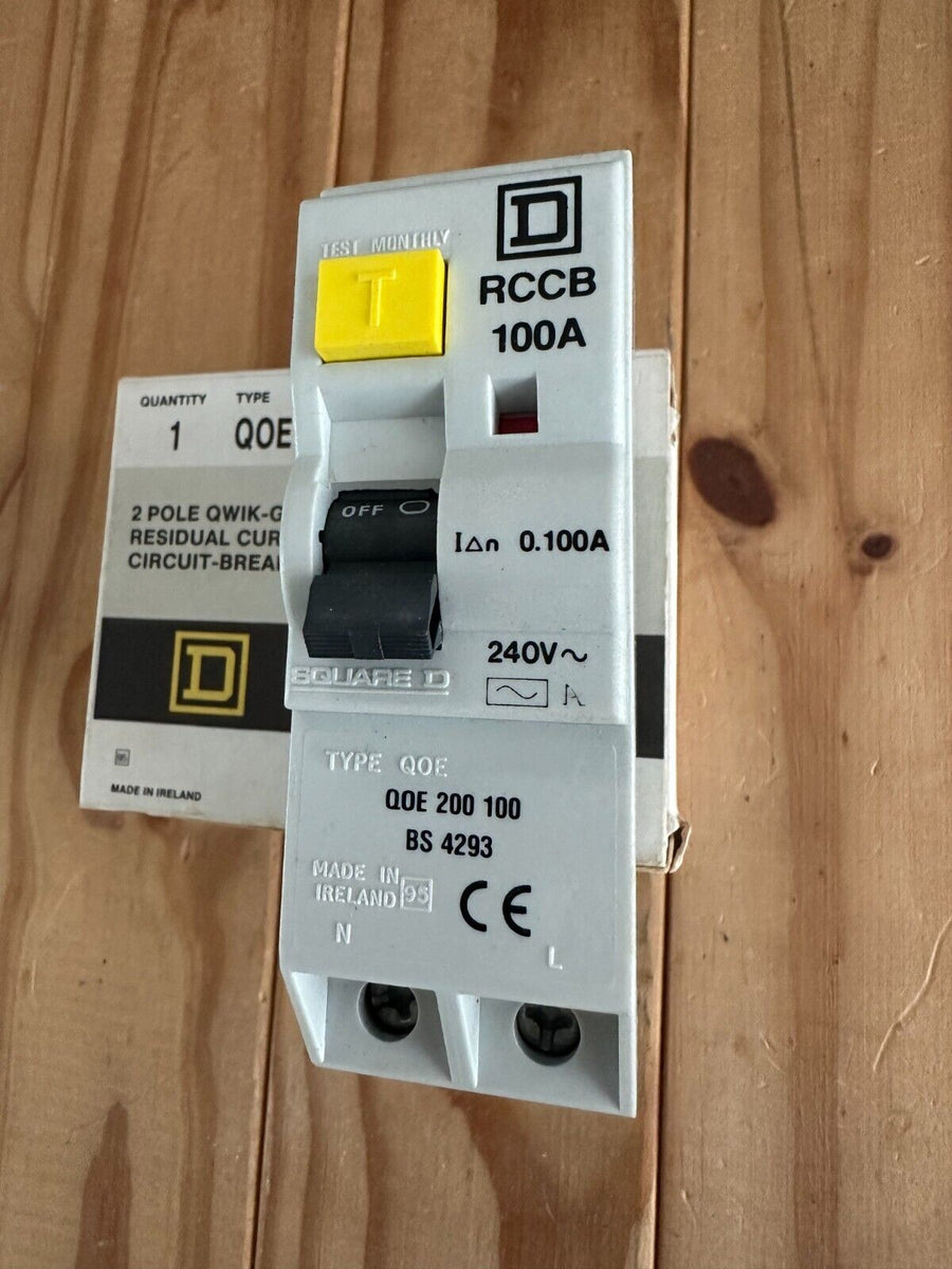 Square D RCD 100 Amp 100mA Double Pole 100A Type QOE RCCB QOE200100 ...