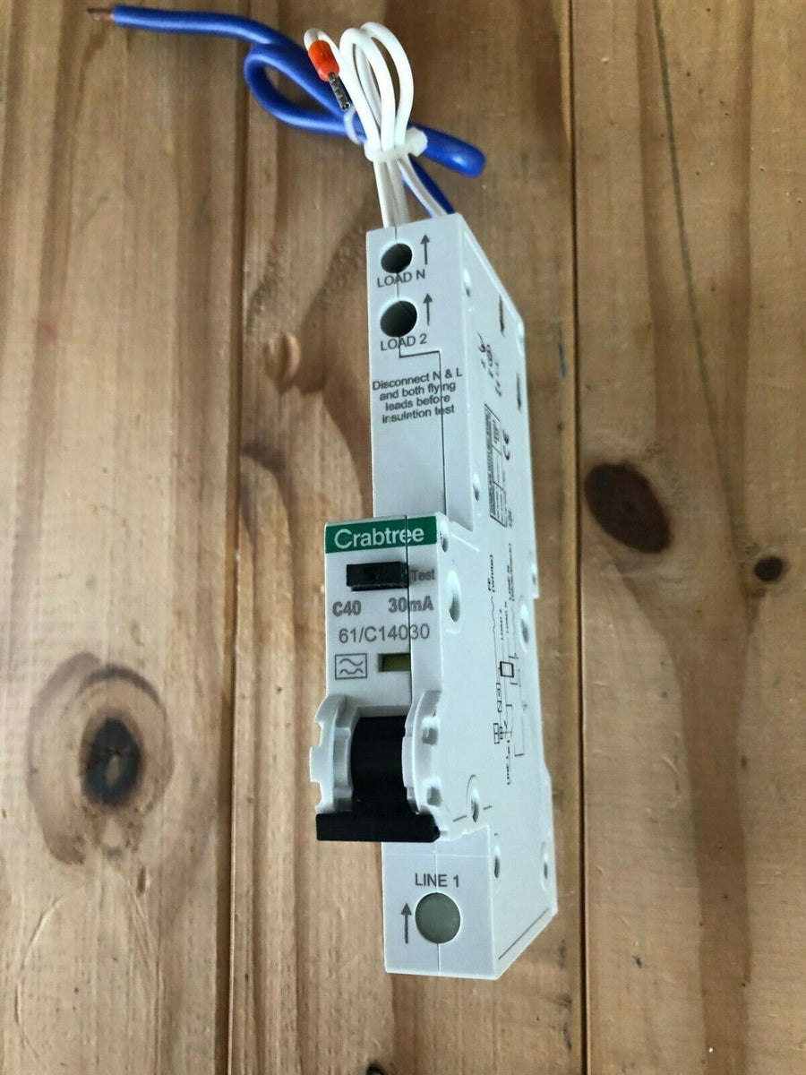 CRABTREE 40 30MA 61/C14030 1 SINGLE POLE RCBO TYPE C C40 PLUG IN TYPE ...