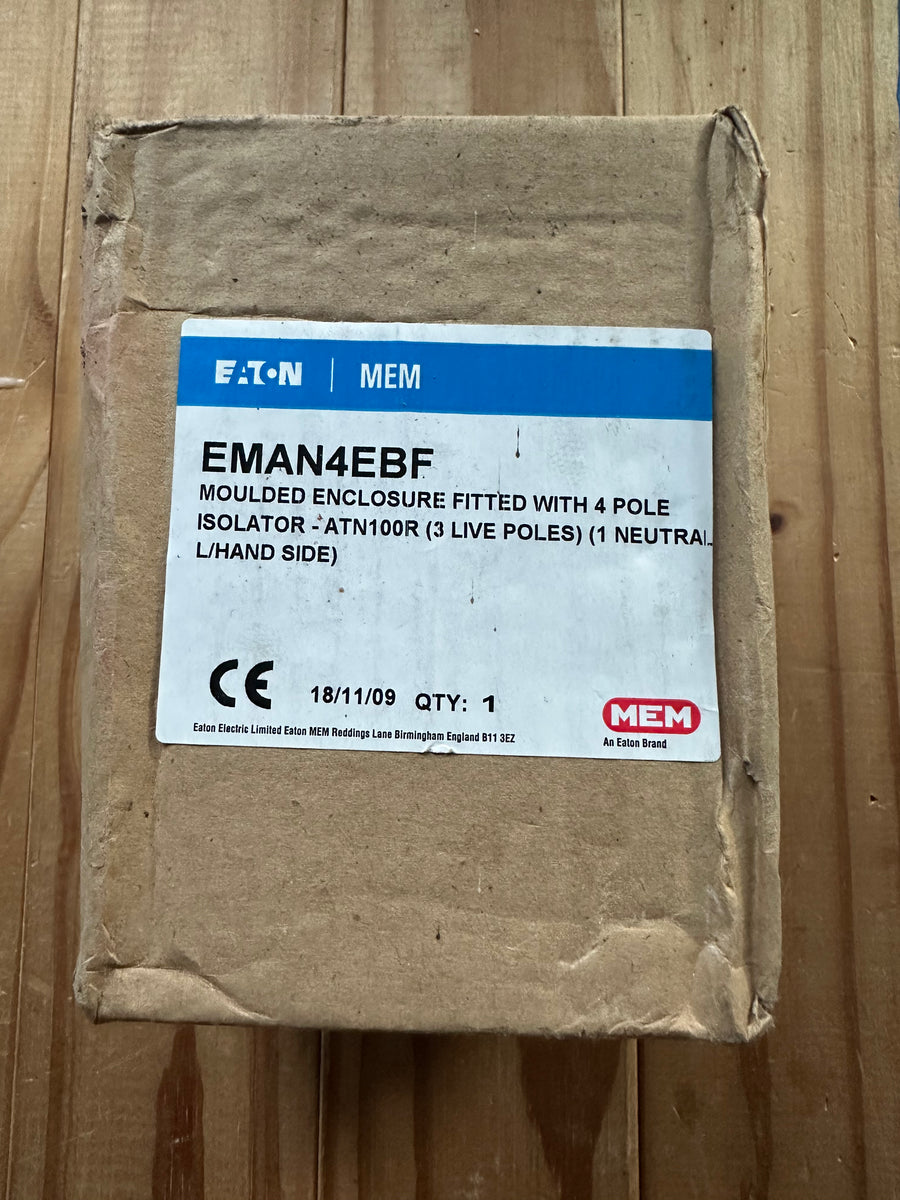 EATON MEM EMAN4EBF MOULDED ENCLOSURE 4 Pole Isolator ATN100R 3P+1N LHS ...