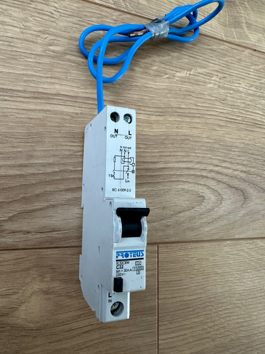 PROTEUS 32 AMP 30MA XL32CRW TYPE C 10kA RCBO CIRCUIT BREAKER 1 POLE 23 ...