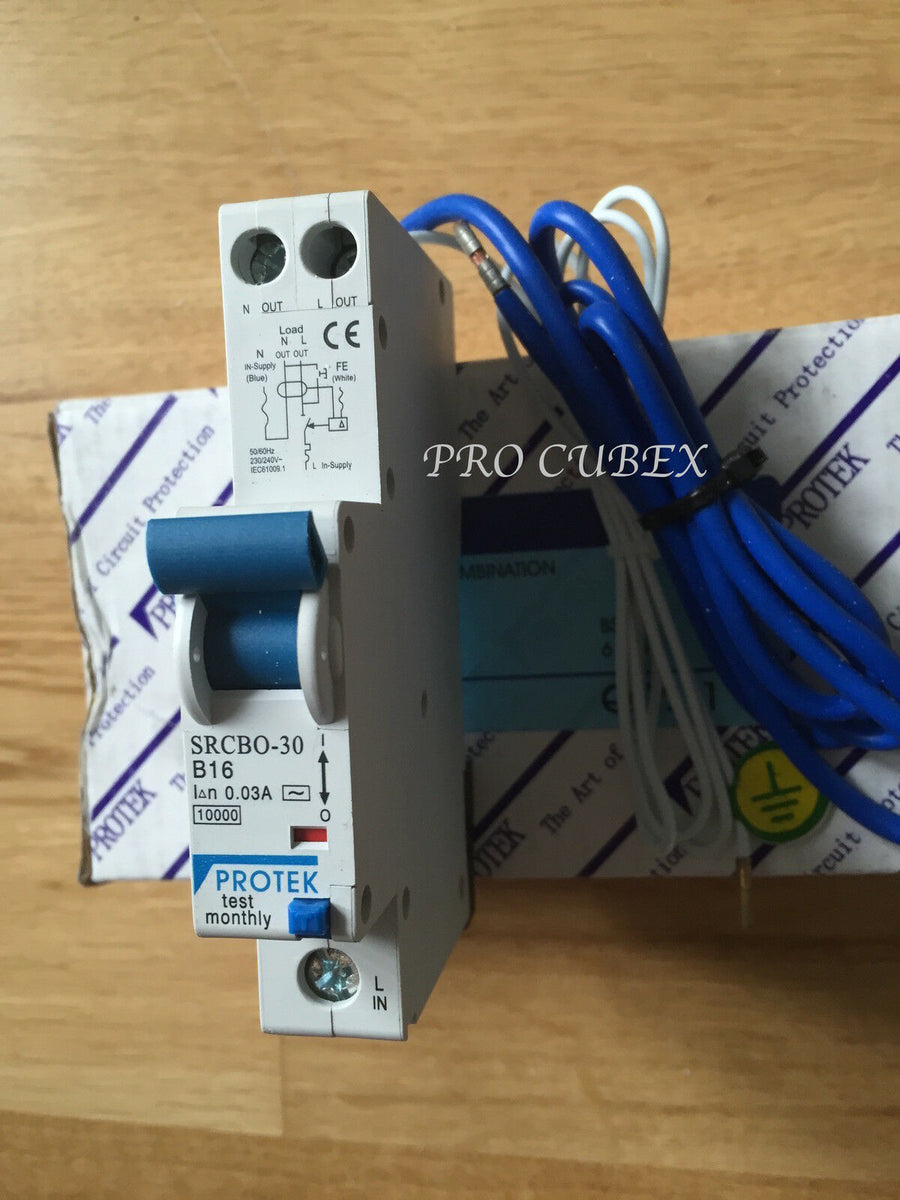PROTEK 16 AMP TYPE B 10 kA 30 mA RCBO RCD MCB 240V SRCBO1-30/B16 IEC 6 ...