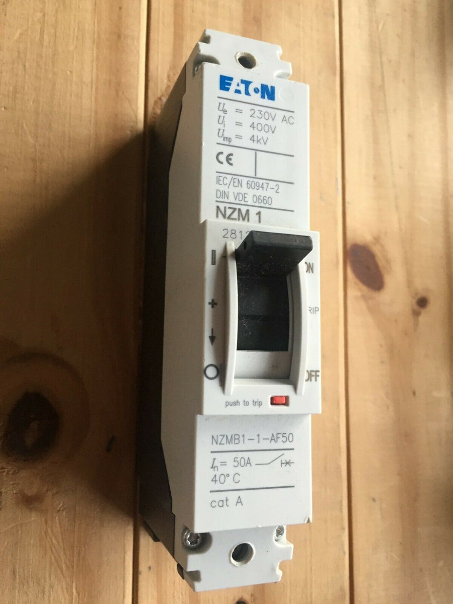 EATON 50A 1 POLE INDUSTRIAL MCB NZMB1-1-AF50 BREAKER NZM1 CAT A 230-40 ...