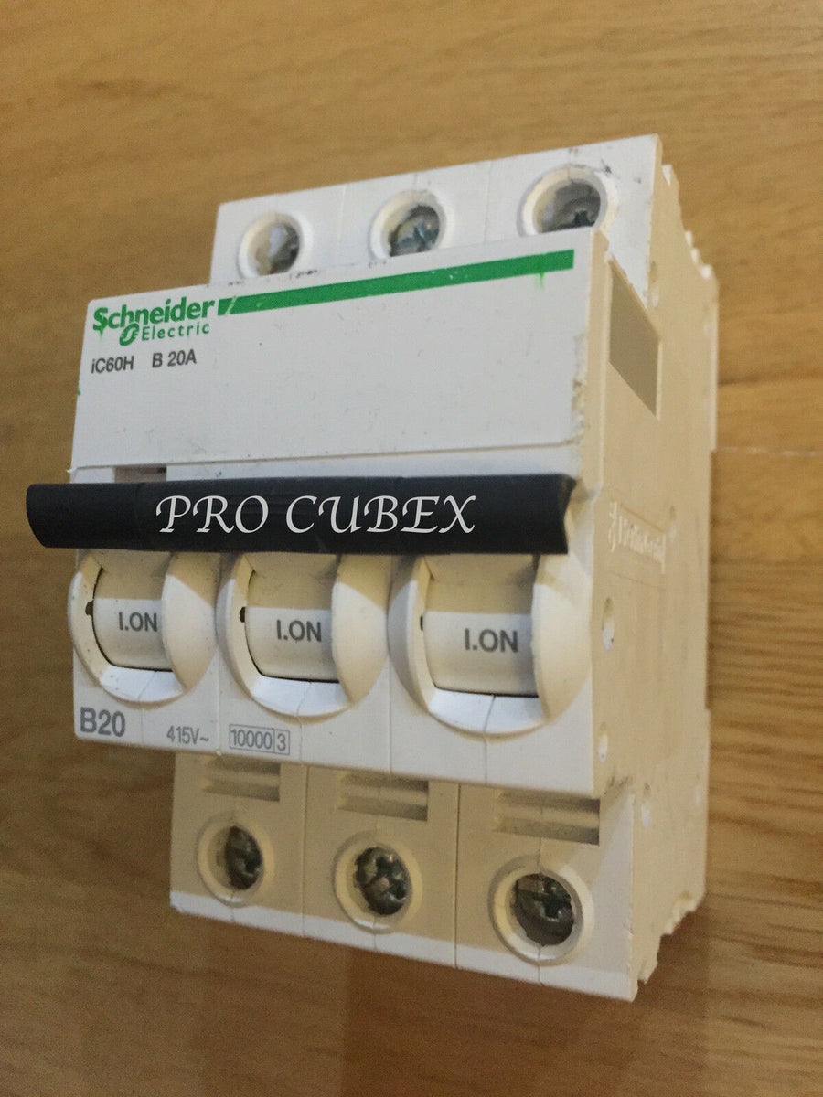 SCHNEIDER 20 AMP TYPE B 10 kA TRIPLE POLE MCB CIRCUIT BREAKER IC60H A9 ...