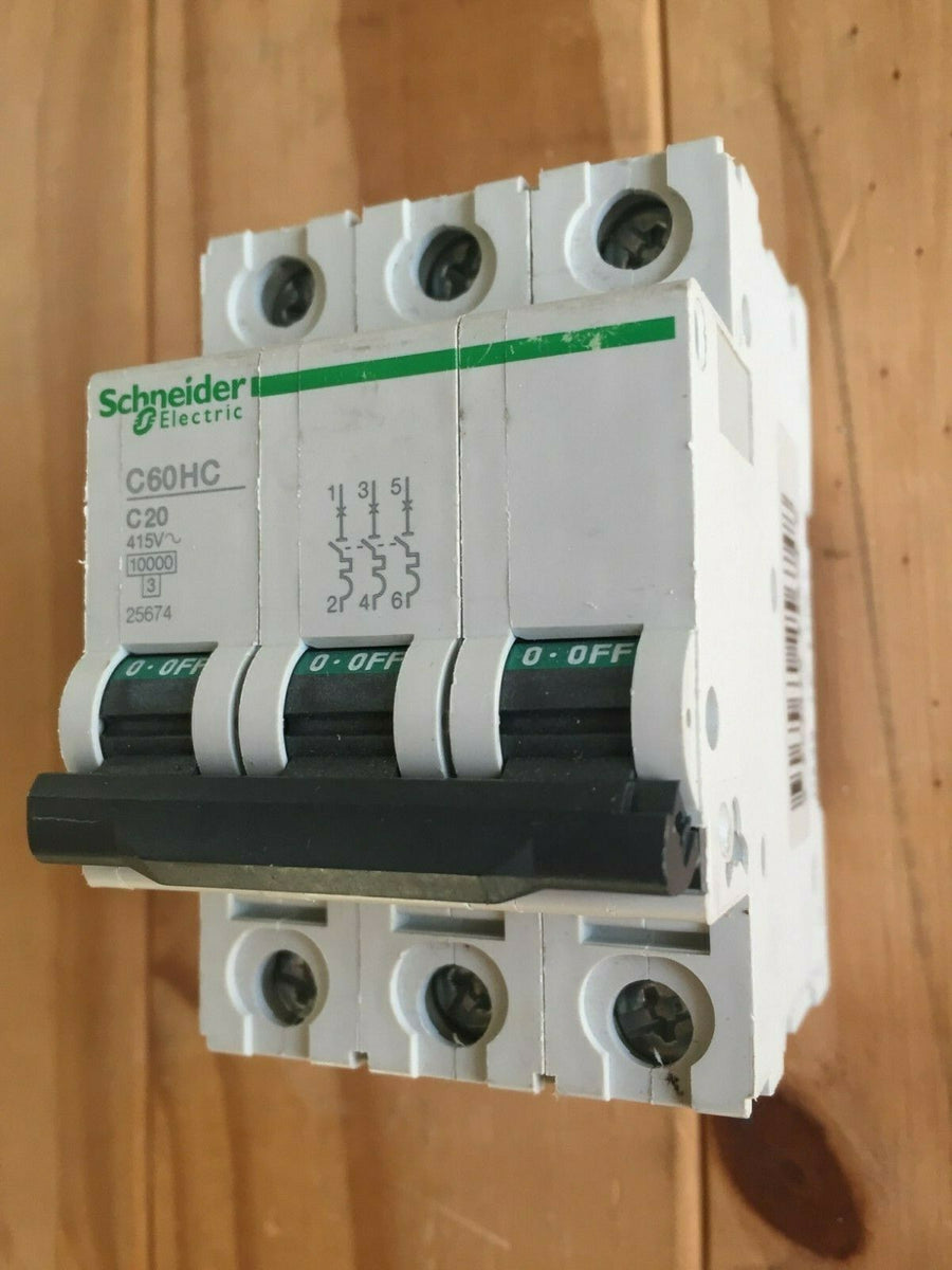 SCHNEIDER ELECTRIC 20A C60HC20 25674 3 POLE MCB MERLIN GERIN – PRO BREAKERS