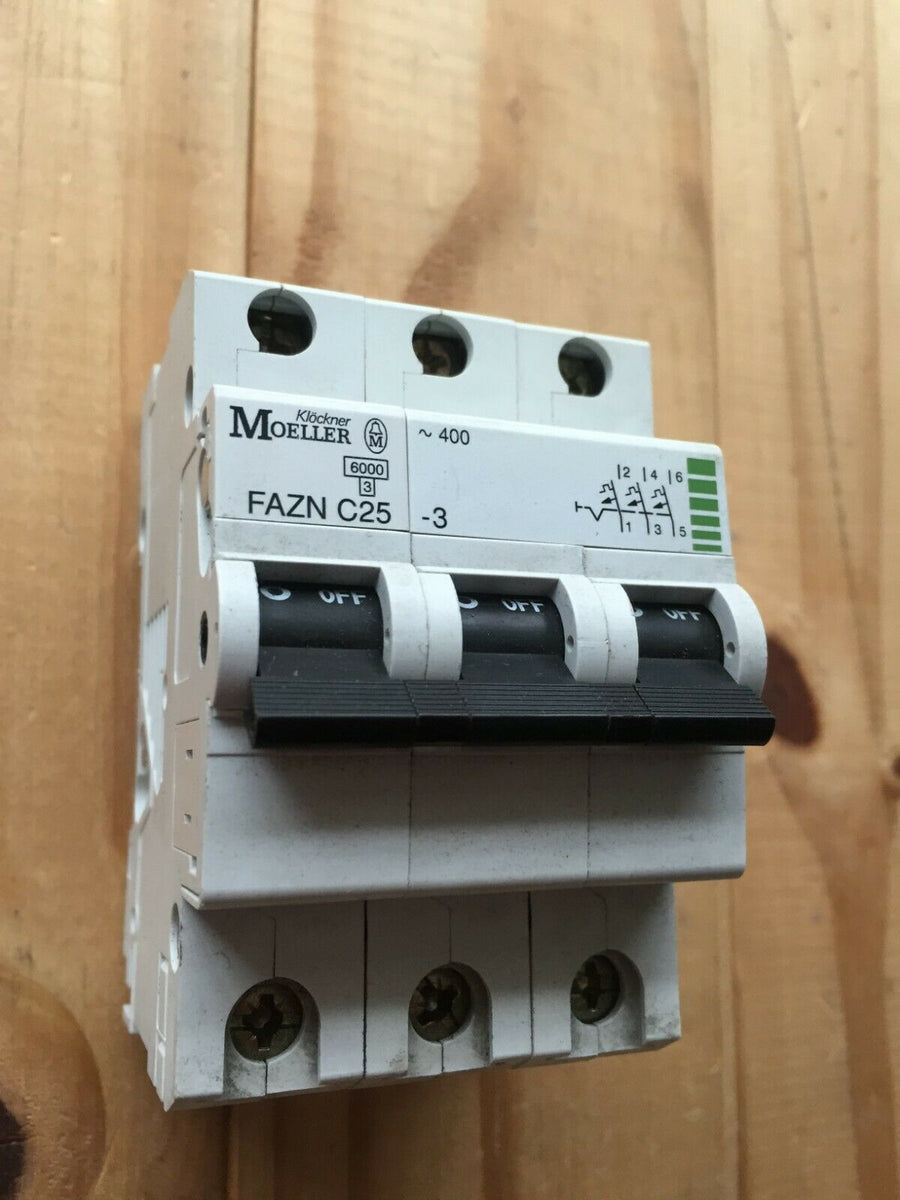 MOELLER KLOCKNER 25A FAZNC25-3 3 POLE MCB TYPE C C25 FAZN 400V – PRO ...