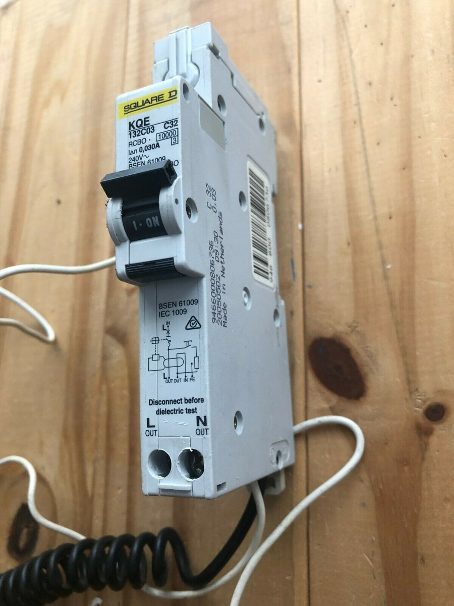 SQUARE D 32A 30MA RCBO 1 SINGLE POLE KQE132C03 240V – PRO BREAKERS