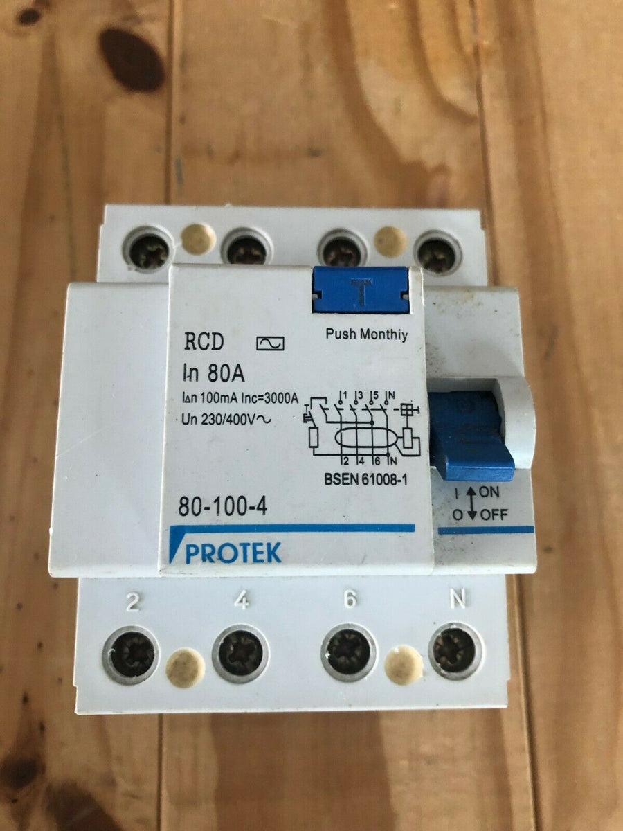 PROTEK 80A 100MA 80-100-4 4 POLE RCD RCCB 230/400V – PRO BREAKERS