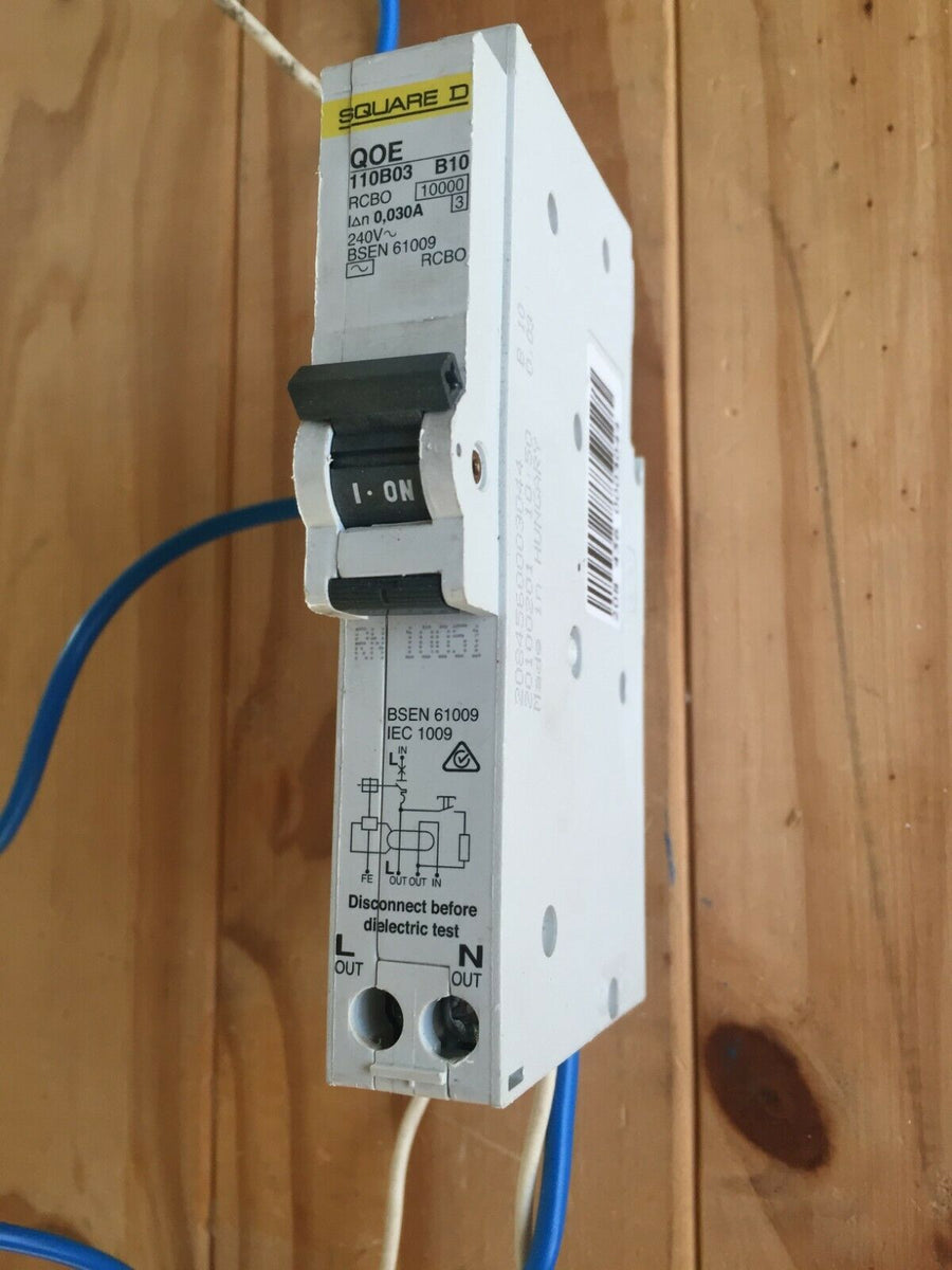 SQUARE D 10A 30MA RCBO QOE110B03 1 POLE TYPE B B10 QOE 240V – PRO BREAKERS