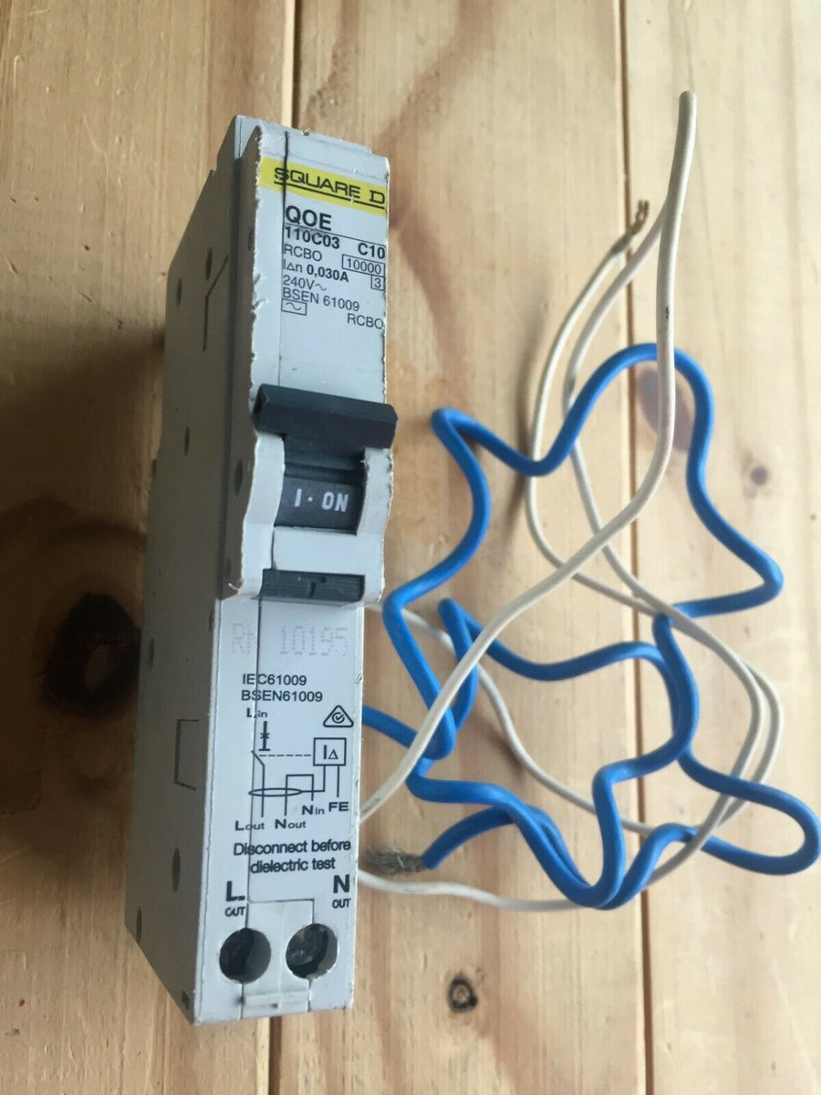 SQUARE D 10A 30MA RCBO QOE110C03 1 POLE TYPE C C10 QOE 240V – PRO BREAKERS