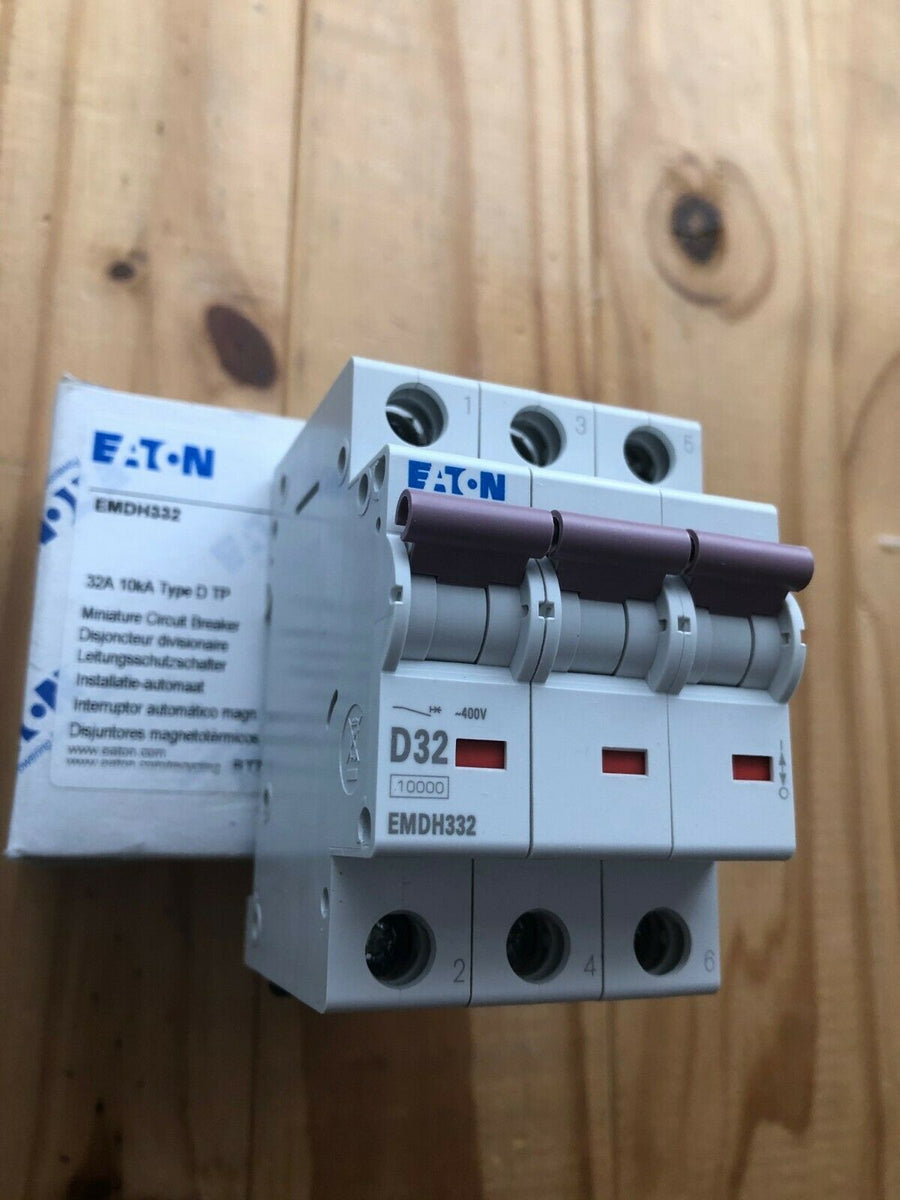 Eaton 32A TYPE D Memshield 3 EMDH332 3 Pole MCB 230/400V NEW – PRO BREAKERS