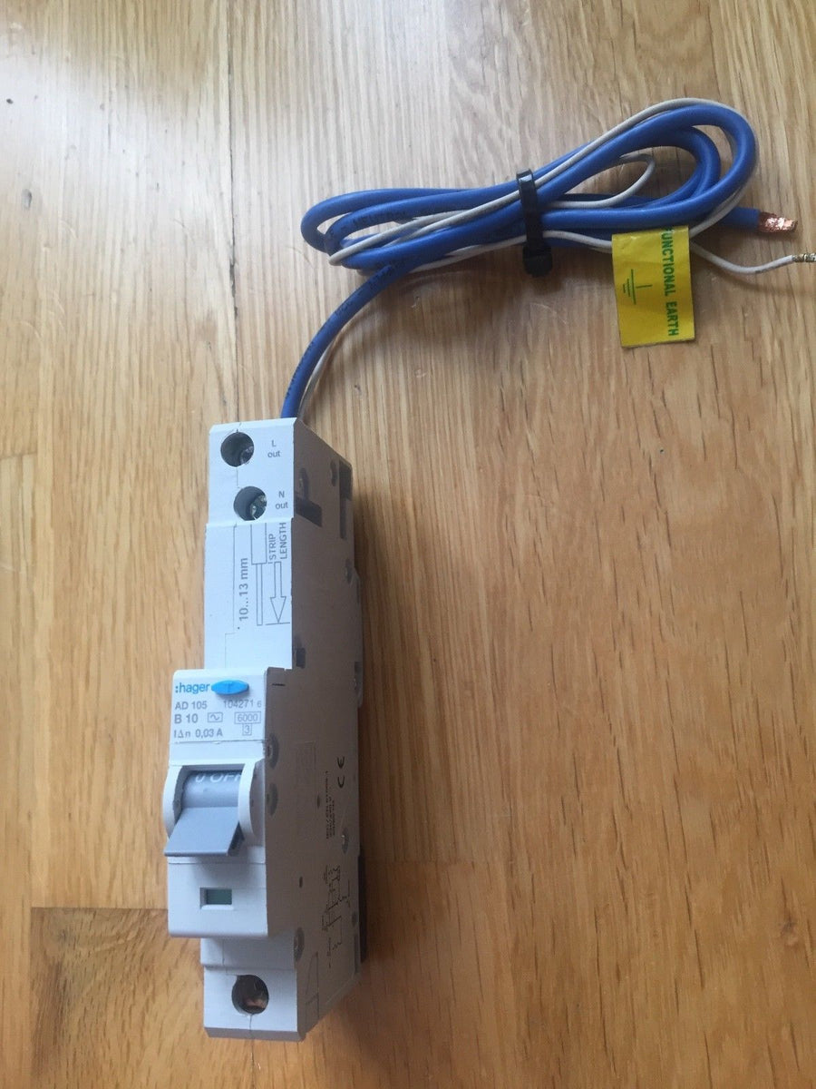 HAGER 10A 30MA RCBO 1 POLE AD105 TYPE B B10 230/240V CIRCUIT BREAKER 1 ...