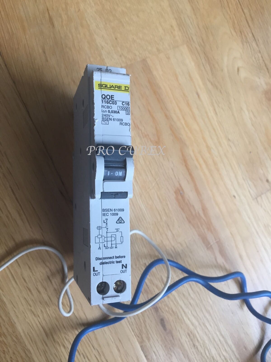 SQUARE D 16A 30MA QOE TYPE C QOE116C03 1 POLE 240V ONE POLE RCBO – PRO ...