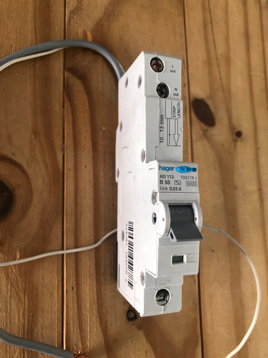 HAGER 50A 30MA RCBO 1 POLE AD113 TYPE B B50 230/240V CIRCUIT BREAKER 1 ...